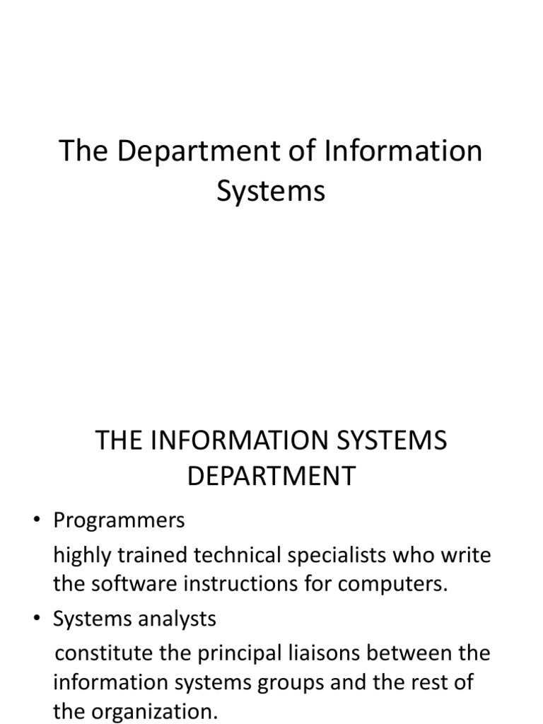 The Department of Information Systems | PDF