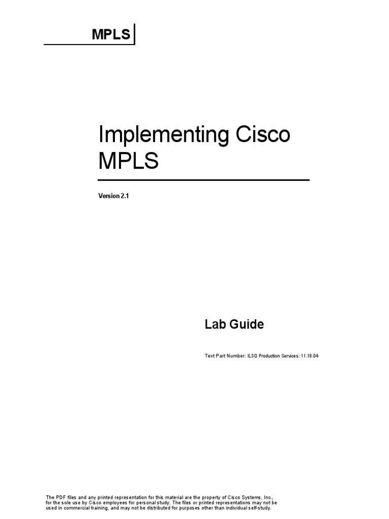 Implementing Cisco MPLS: Lab Guide | PDF | Multiprotocol Label ...