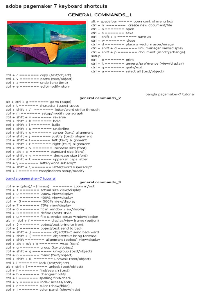Shortcutkeys - Adobe Pagemaker 7 Keyboard Shortcuts | PDF | Control Key | Keyboard Shortcut