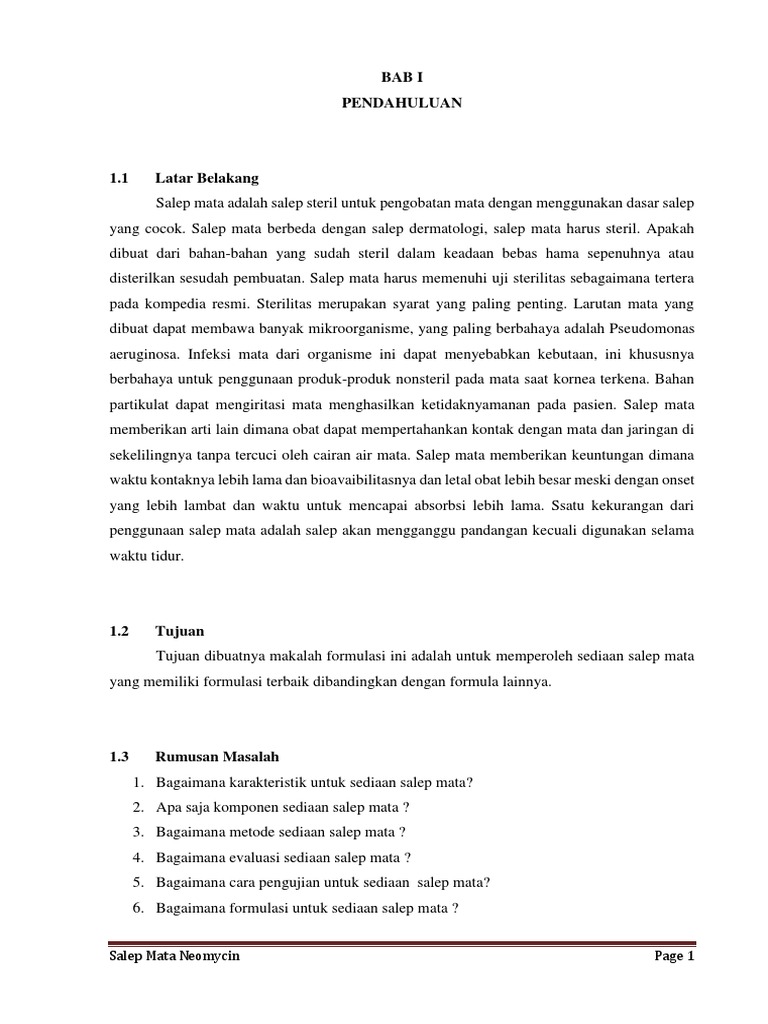 Formulasi dan Evaluasi Salep Mata Neomycin | PDF