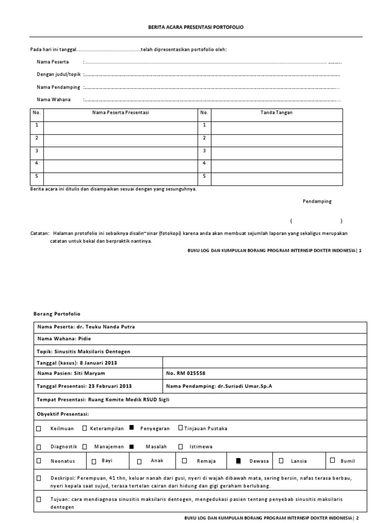 Borang Sinusitis Maksilaris Dentogen | PDF