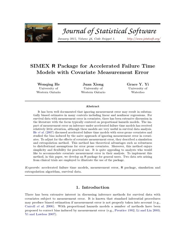 Journal of Statistical Software: SIMEX R Package For Accelerated ...