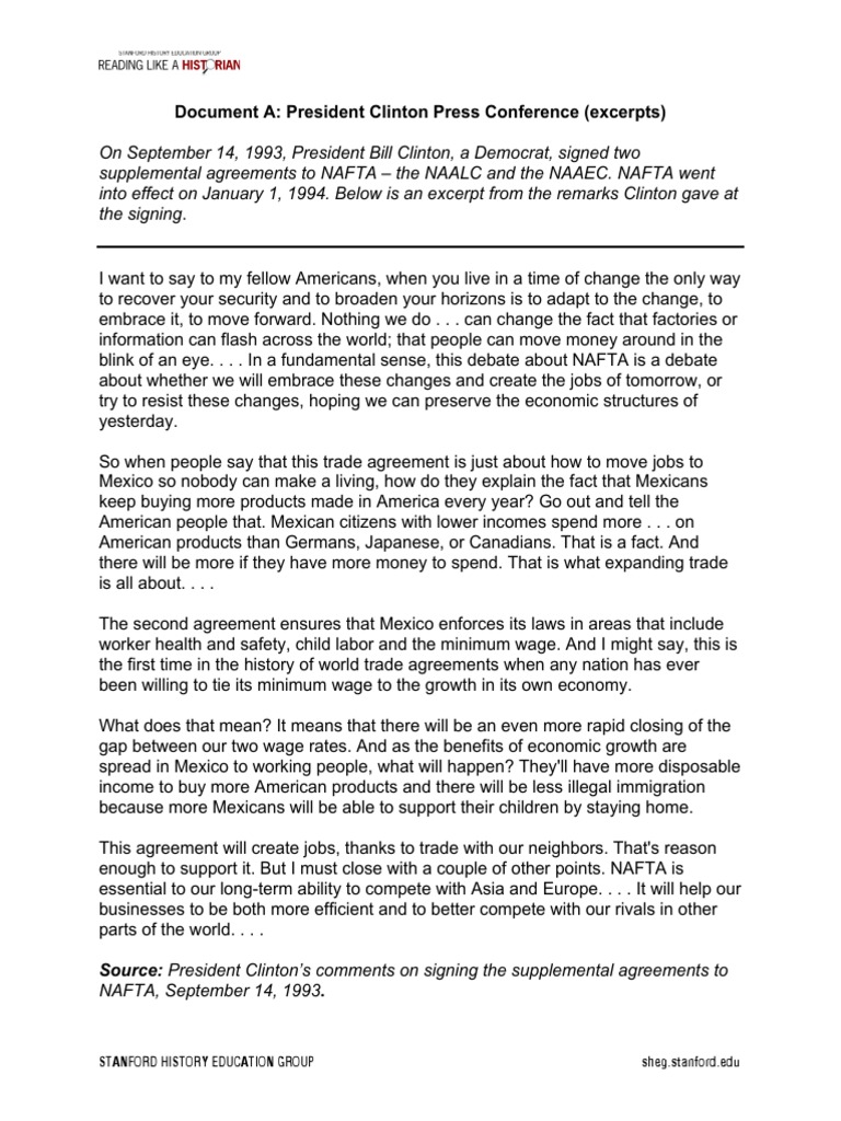 Nafta Primary Sources | PDF | North American Free Trade Agreement ...