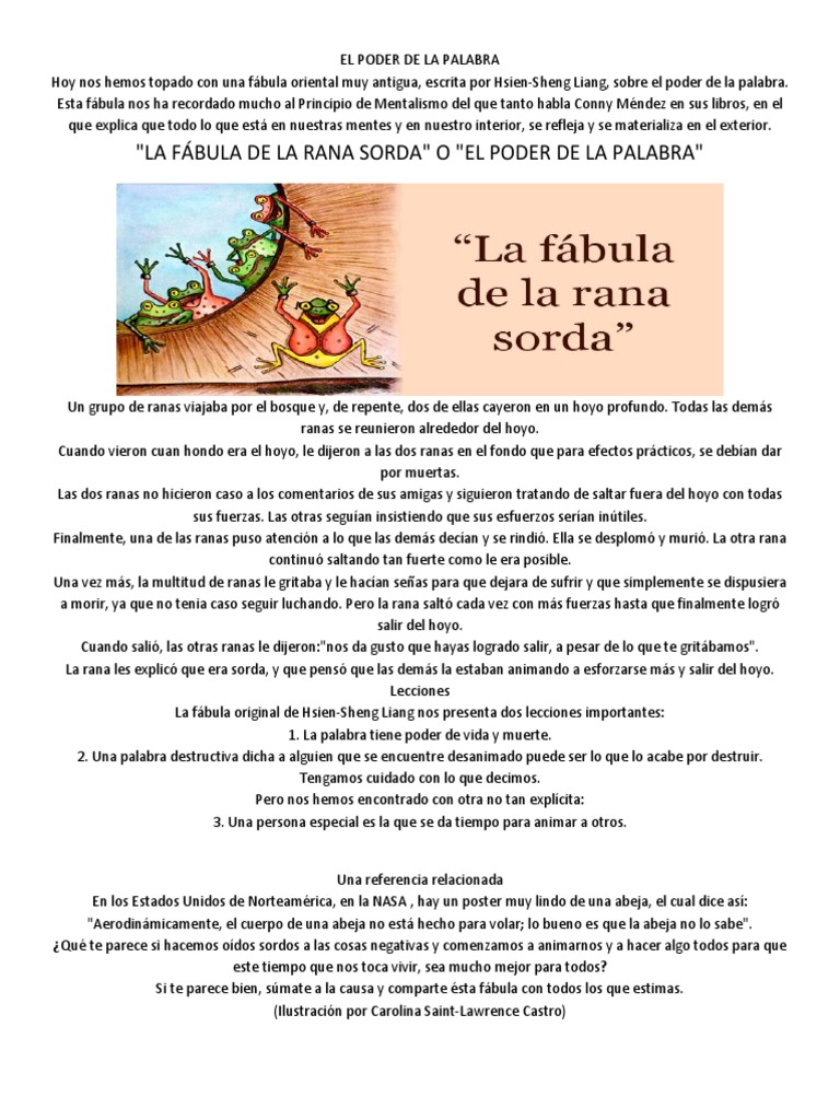 EL PODER de LA PALABRA - La Fabula de La Rana Sorda | Fábula