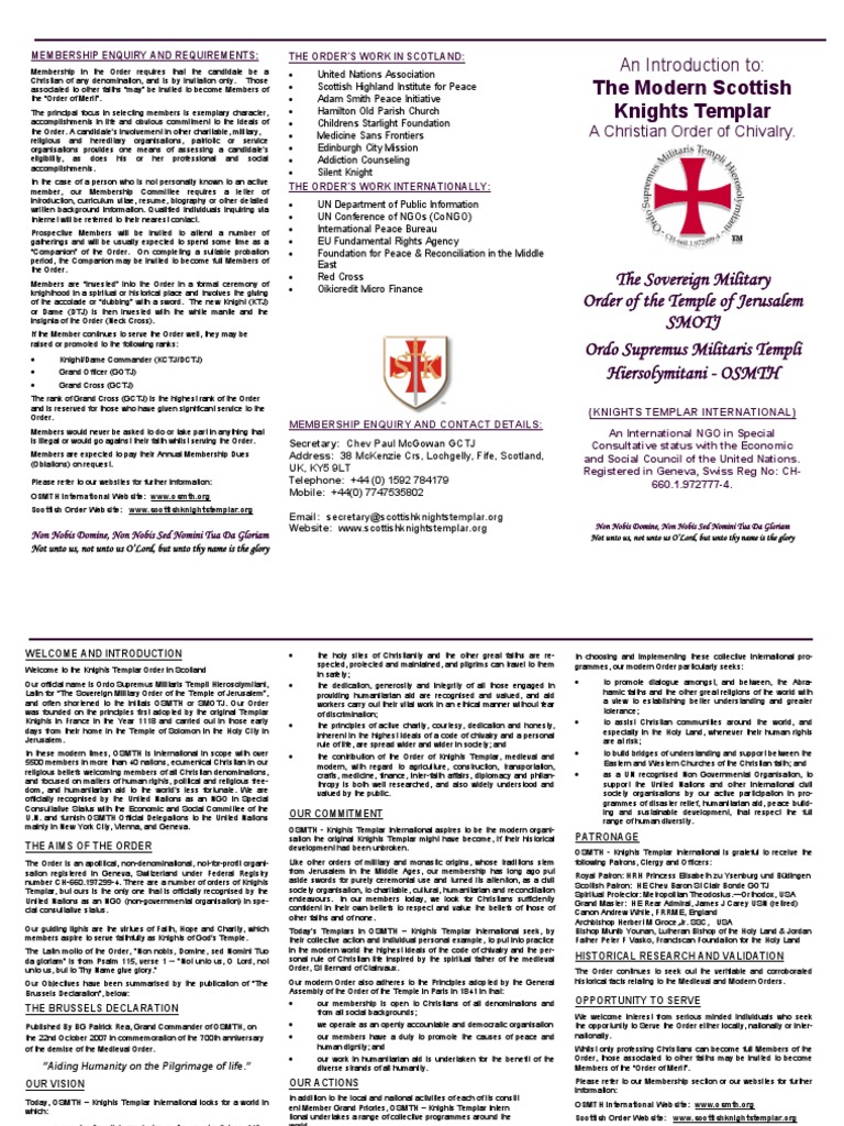 The Modern Scottish Knights Templar: An Introduction To | PDF ...