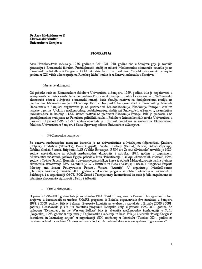 CV Azra Hadziahmetovic 1 | PDF