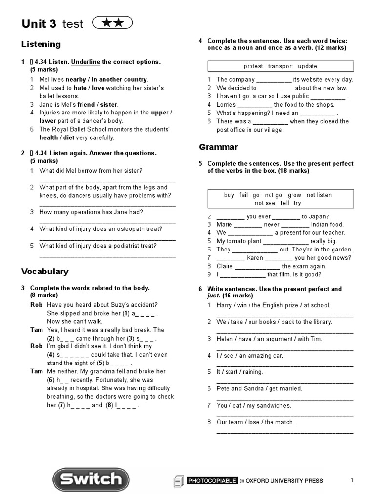 Unit 3 Test 2star | PDF | Languages