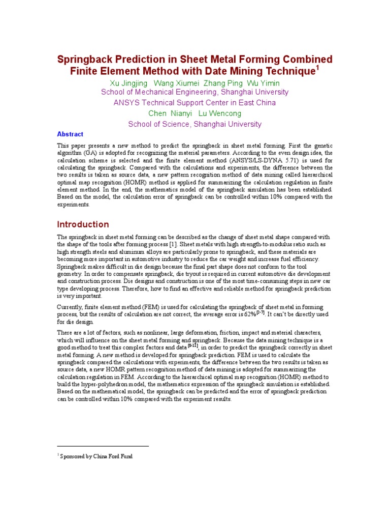 Sheet - Ansys, Springback | PDF | Finite Element Method | Deformation (Engineering)