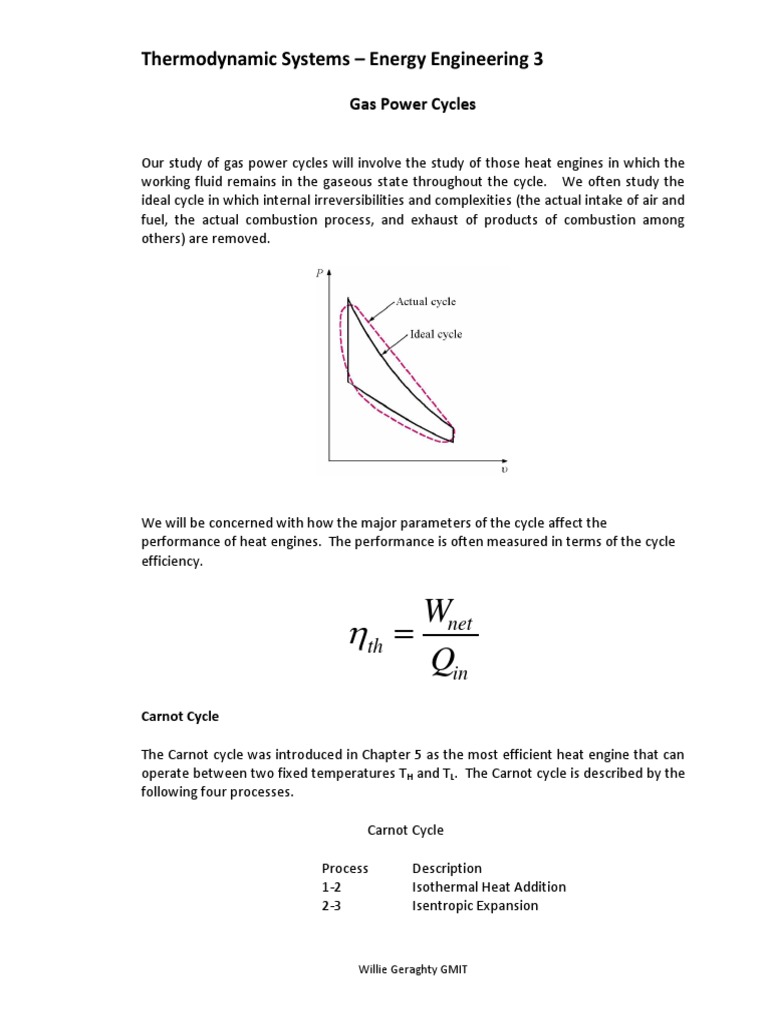Gas Power Cycles | PDF | Heat | Physical Chemistry