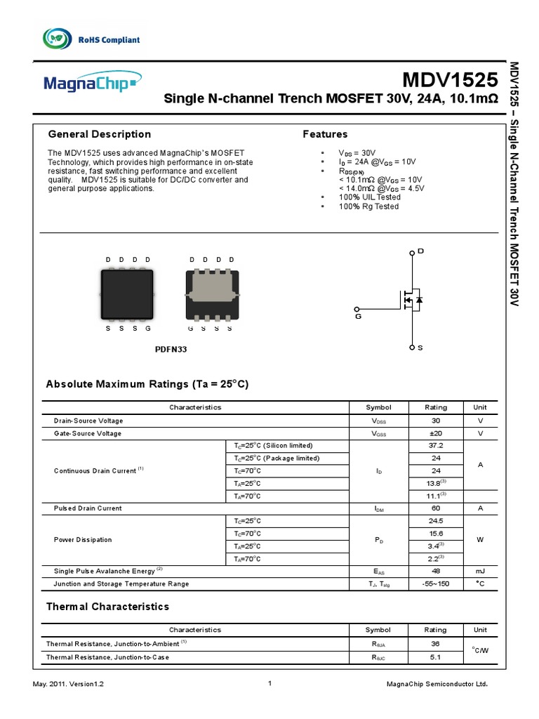 Single N-Channel Trench MOSFET 30V, 24A, 10.1m : Features General ...