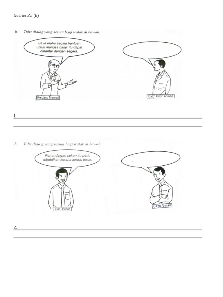 Latihan Soalan 22 B Dialog Bergambar UPSR | PDF