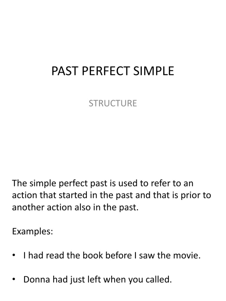Past Perfect Simple | PDF