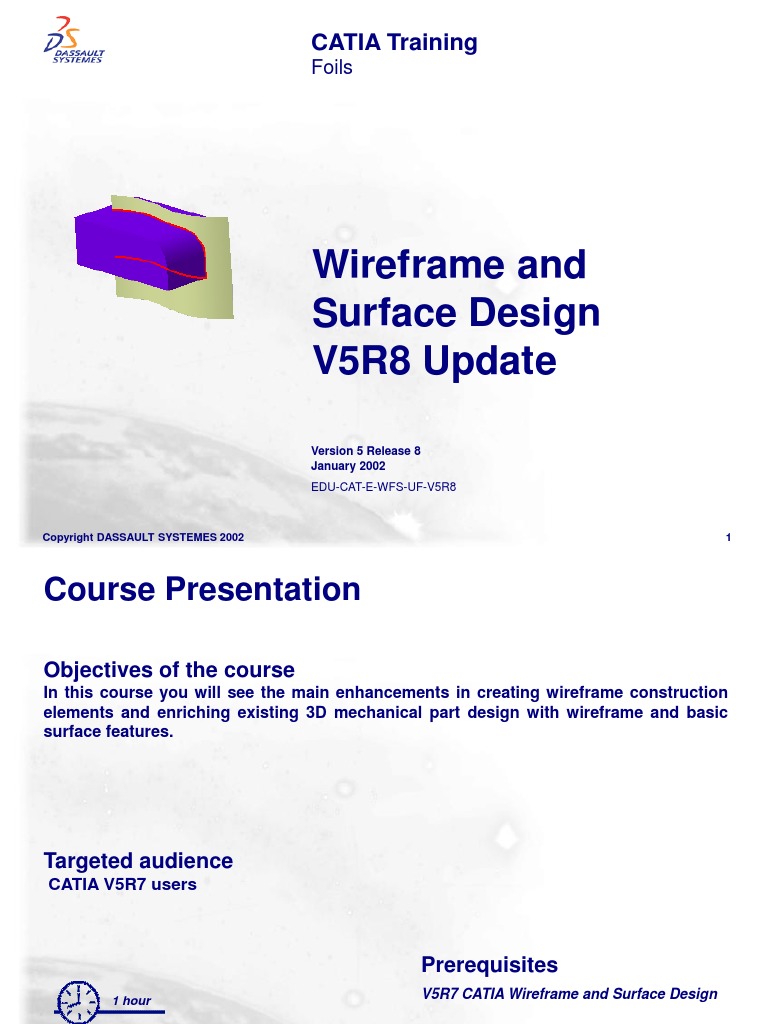 Wireframe and Surface Design V5R8 Update: CATIA Training | PDF ...