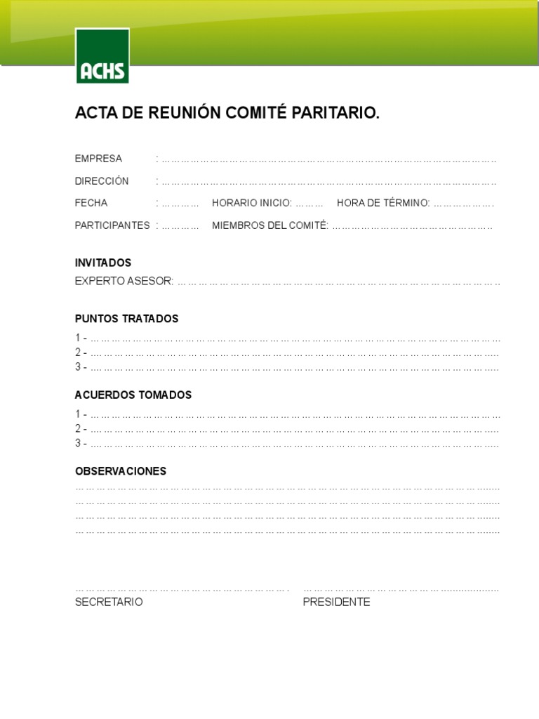 Acta-Reunion Comite Paritario | PDF
