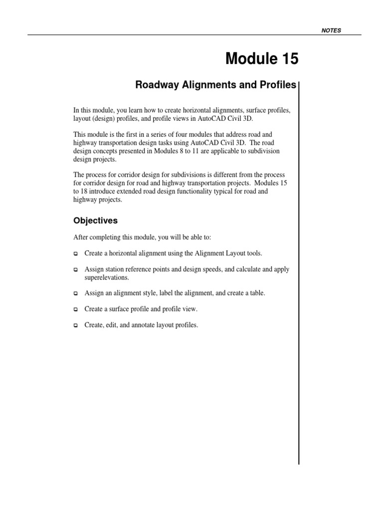 Module 15-Roadway Alignments and Profiles | PDF | Auto Cad | Tangent