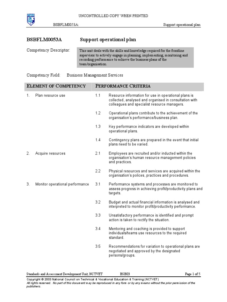 Support Operational Plan | PDF | Competence (Human Resources ...