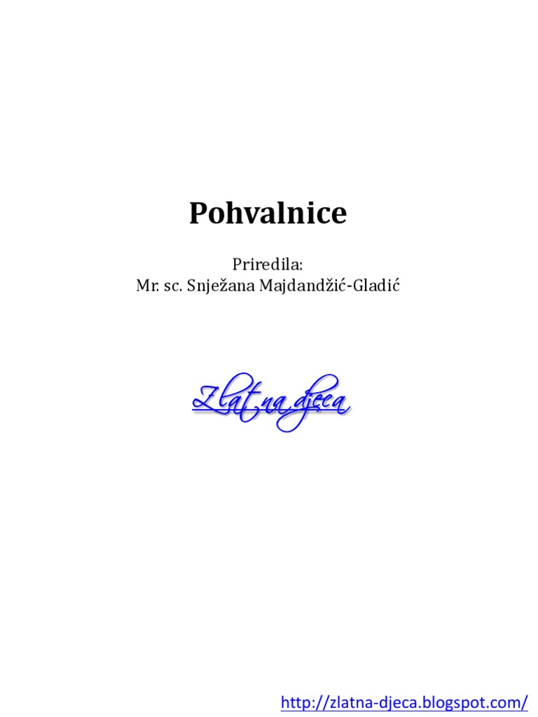 Pohvalnice Na Kraju Nastavne Godine | PDF
