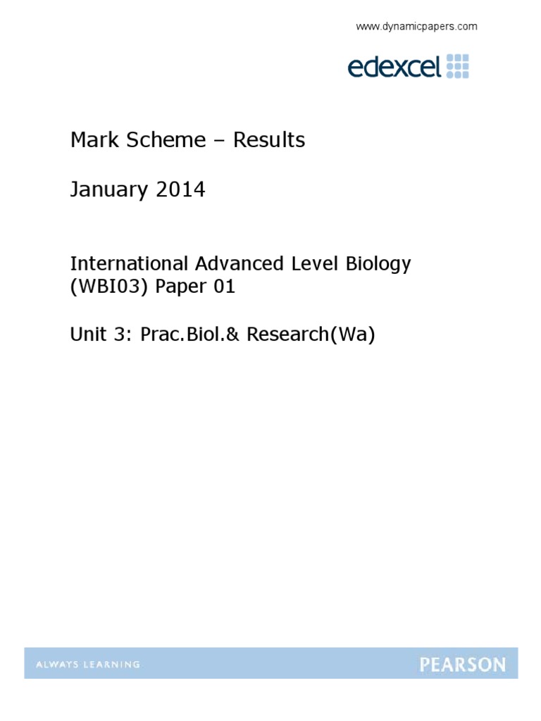 January 2014 IAL MS Unit 3 Edexcel Biology | PDF | Cell Membrane | Gce ...