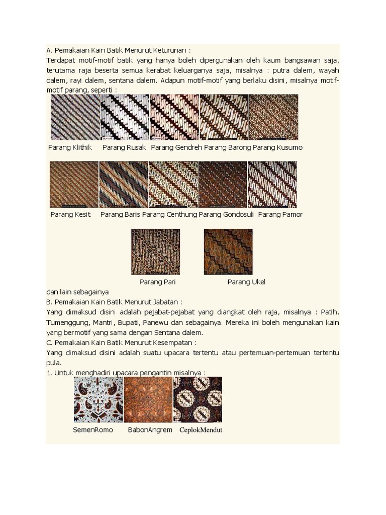 Macam Macam Motif Batik Dan Gamelan | PDF