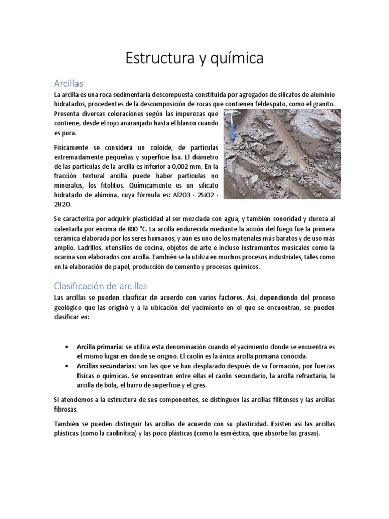 Estructura y Química de Las Arcillas | Arcilla | Materiales naturales