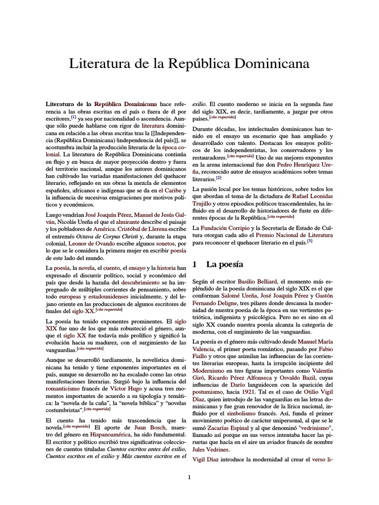 Literatura de La República Dominicana | PDF | Historia | Clásicos