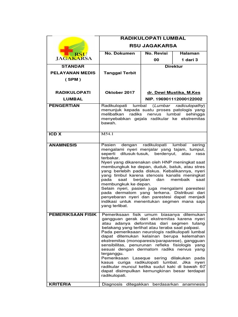 Radikulopati Lumbal SPM | PDF