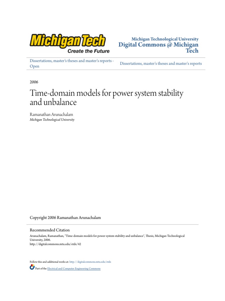 Time-Domain Models For Power System Stability and Unbalance | PDF ...