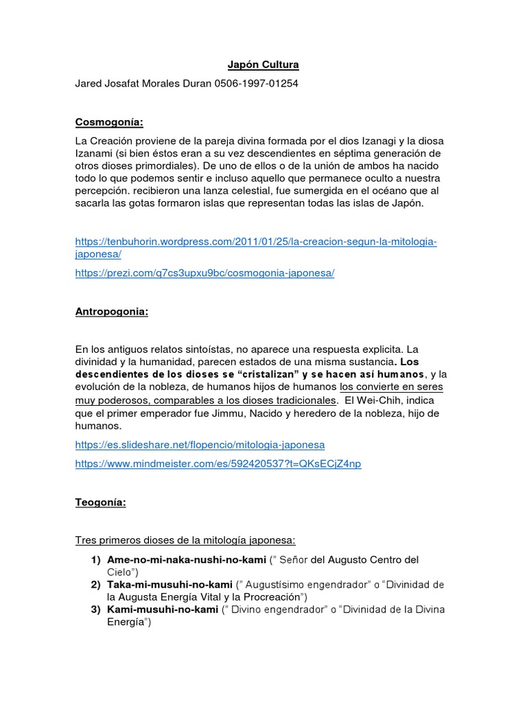 Japón Cultura | PDF | Mitología | sintoísmo