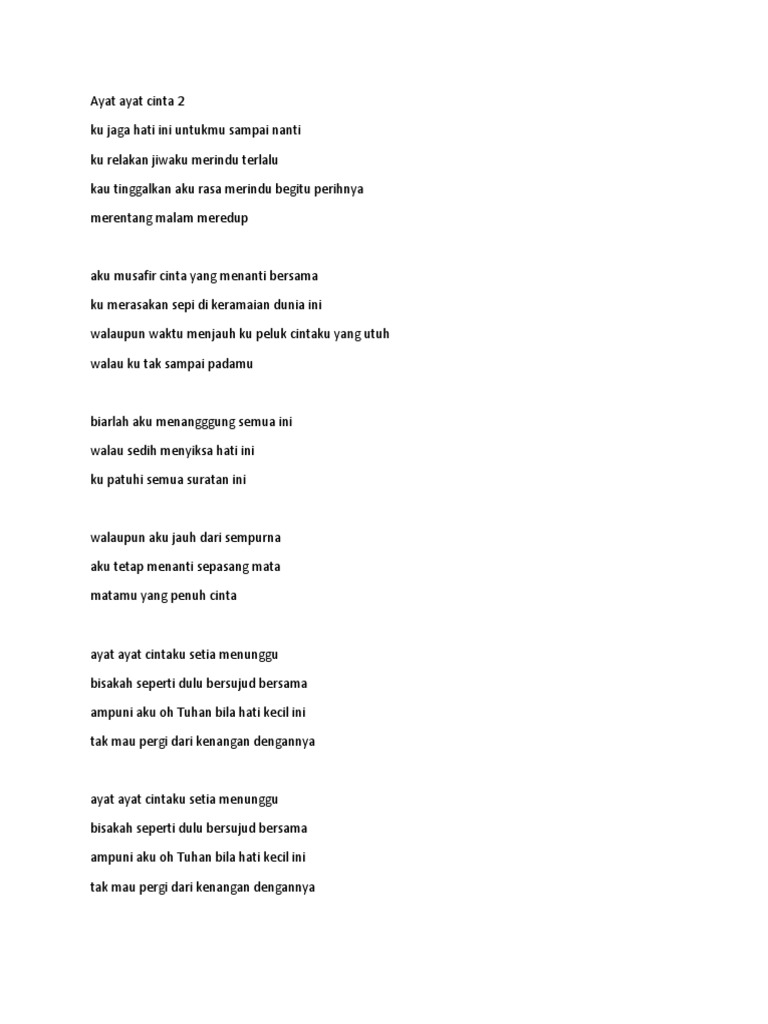 Lirik Lagu Ayat-Ayat Cinta | PDF