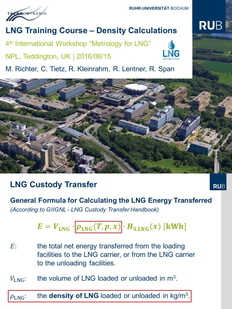 LNG Density Calculations (2016 by RUB) | Gases | Natural Gas