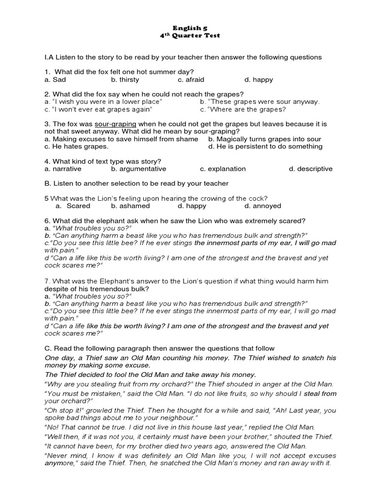 English Grade 5 4th Quarter | PDF | Multimedia | Nervous System