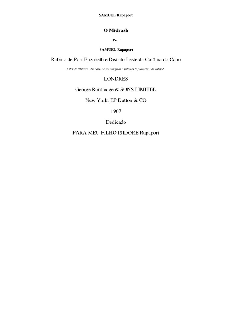 Judaísmo - o Midrash | PDF | Messias | Livro do Êxodo