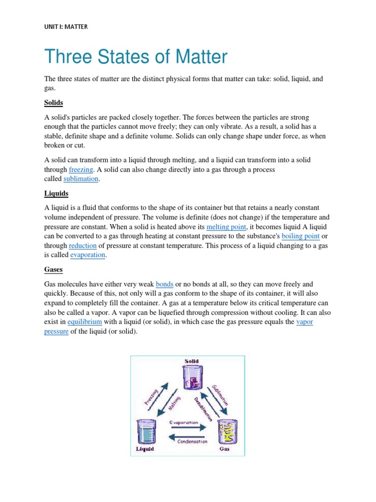 Three States of Matter | PDF | Liquids | Gases