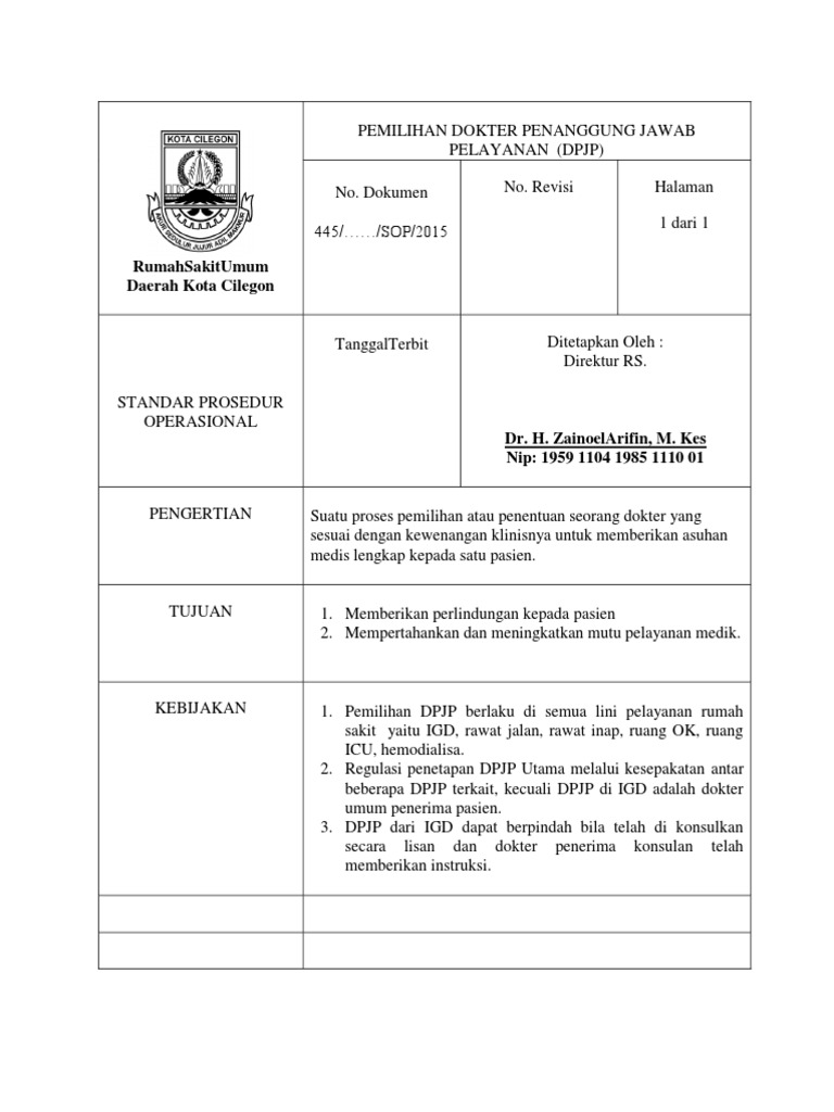 Sop Pemilihan DPJP | PDF