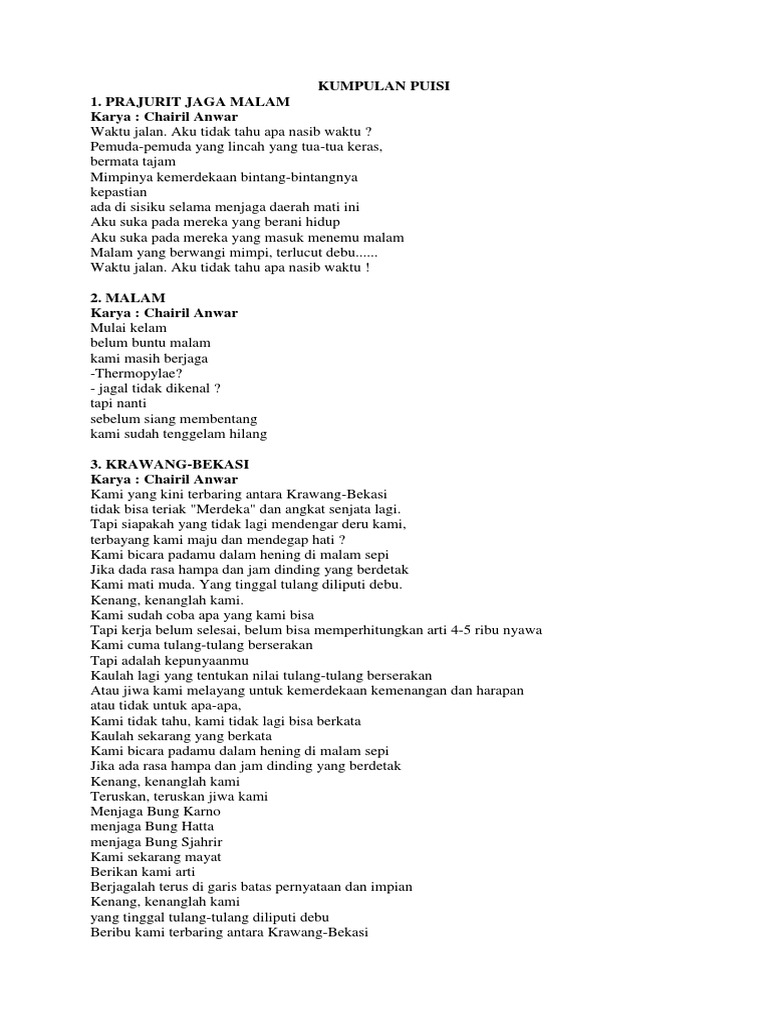 Kumpulan Puisi Chairil Anwar | PDF