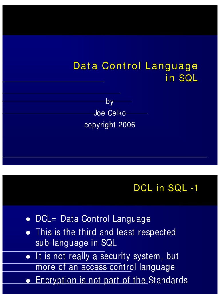 DCL | PDF | Sql | Databases