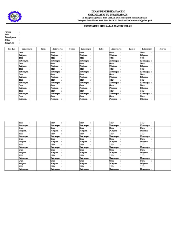 Absen Guru Masuk Kelas | PDF