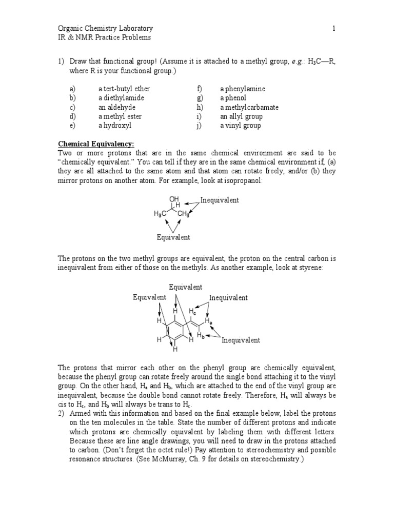 1 IR NMR Practice Problemset | Download Free PDF | Nuclear Magnetic ...