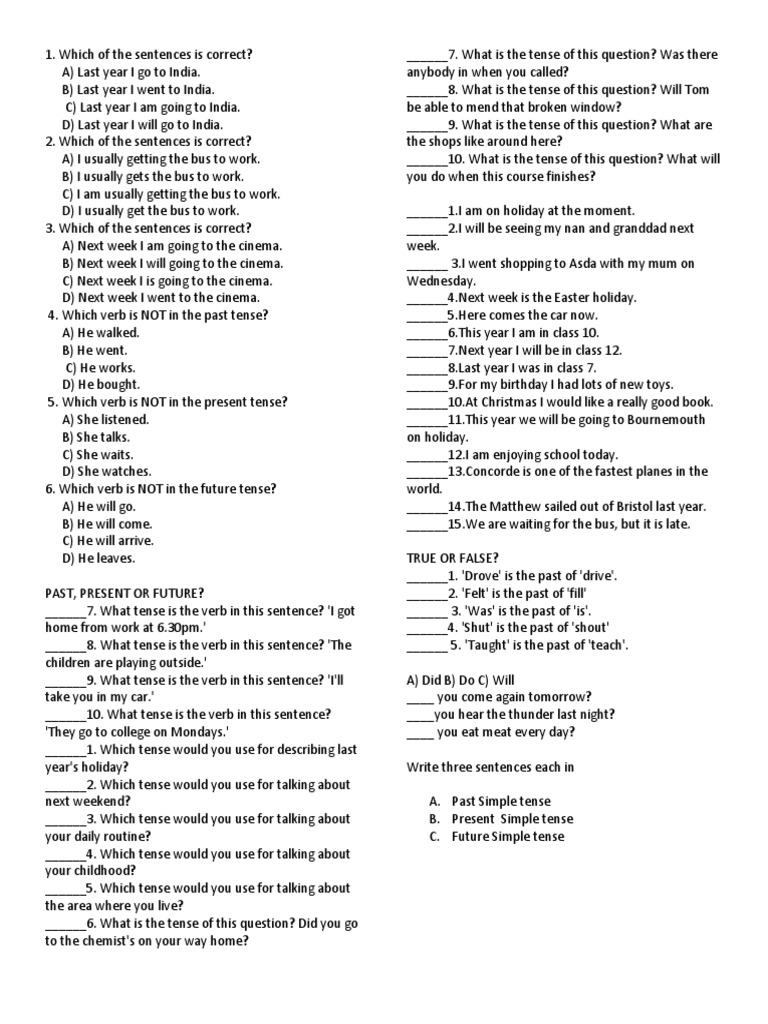English 7 Verb Tenses Activity | PDF | Grammatical Tense | Grammar