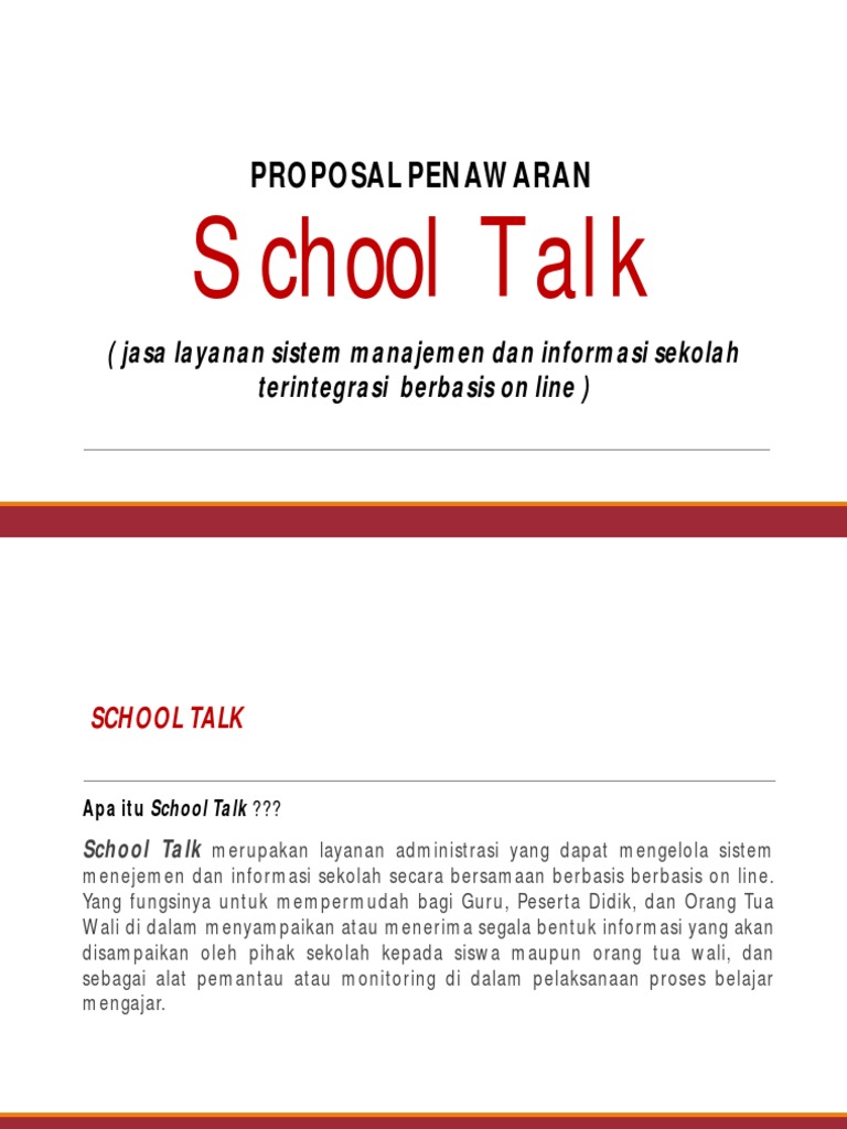 Proposal Penawaran School Talk | PDF