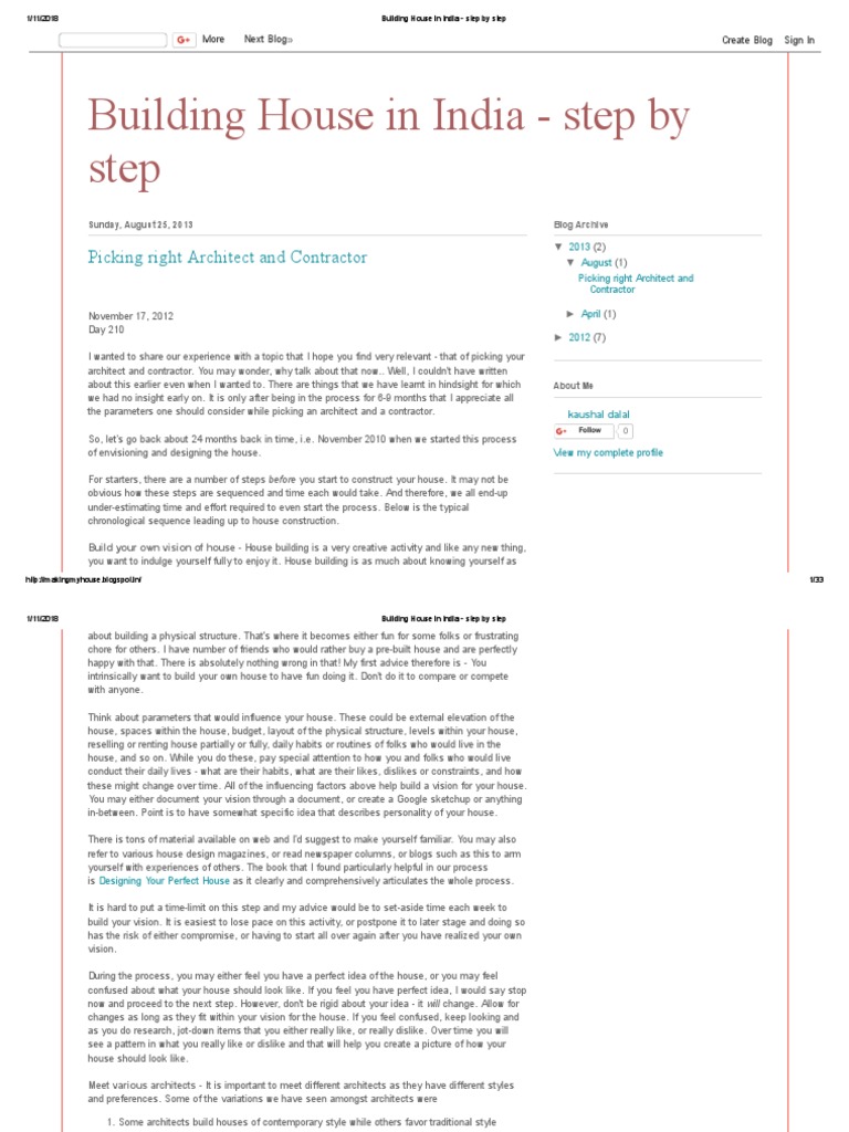 Building House in India - Step by Step | PDF | Architect | General ...