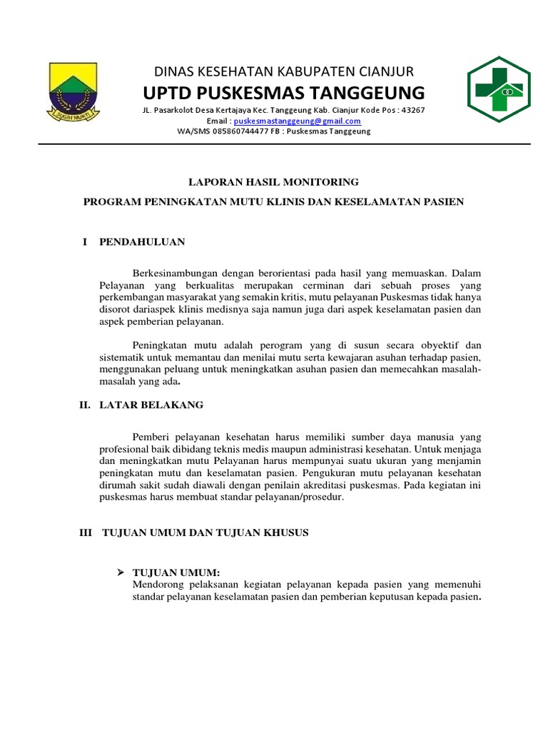 9.4.2.1 Laporan Hasil Monitoring Mutu Layanan Klinis | PDF | Sains & Matematika