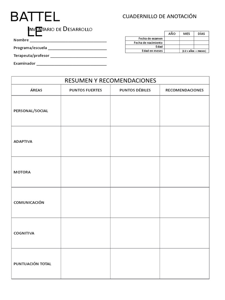 Battelle Inventario de Desarrollo | PDF | Adultos | Verbo