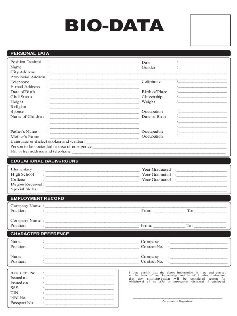 Biodata Sample | PDF