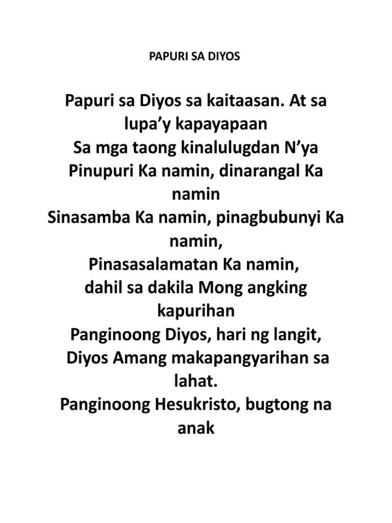 Papuri Sa Diyos