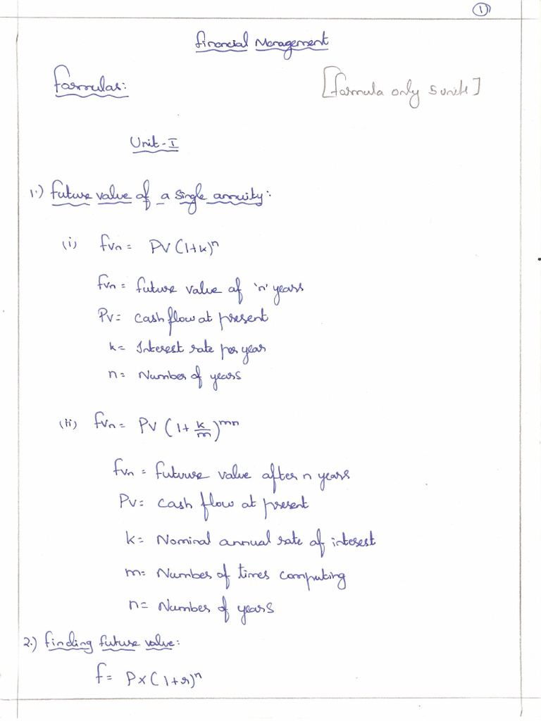 Financial Management Formulas | PDF | Educational Assessment And ...