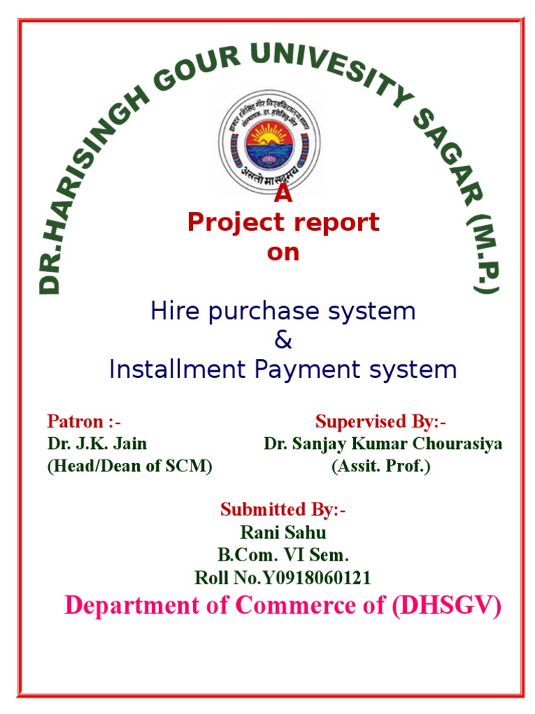 A Project Report On: Hire Purchase System & Installment Payment System ...