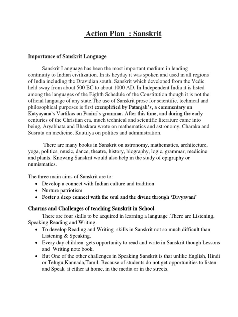 Sanskrit Action Plan | Download Free PDF | Sanskrit | Patanjali