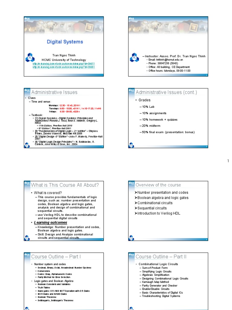 Digital Systems: Administrative Issues Administrative Issues (Cont.) | PDF | Binary Coded ...