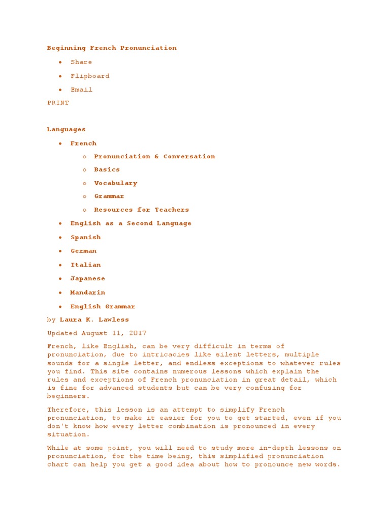 Easy French Pronunciation Guide French Pronunciation | PDF | Stress